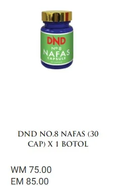 ORIGINAL : 1 BOTOL : DND NO.8 NAFAS (30 CAP) - DND SPICE. - Original ...